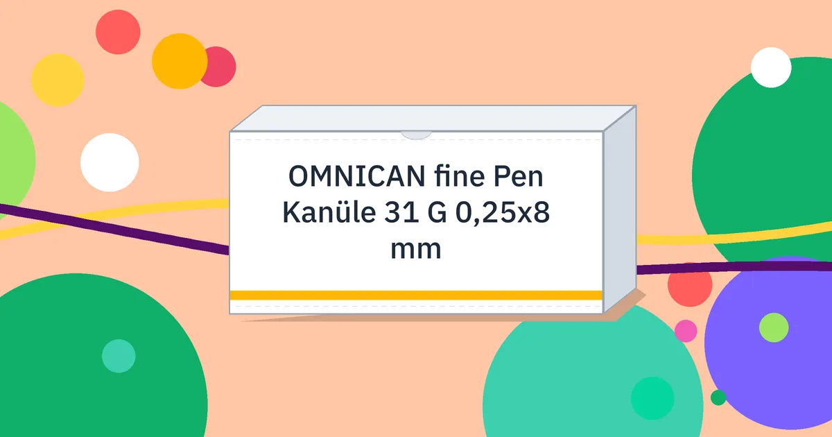 Symbolbild: Packung mit der Aufschrift OMNICAN fine Pen Kanüle 31 G 0,25x8 mm (PZN 19460661) – Verfügbarkeit und Bezug in Apotheken in Frankfurt am Main