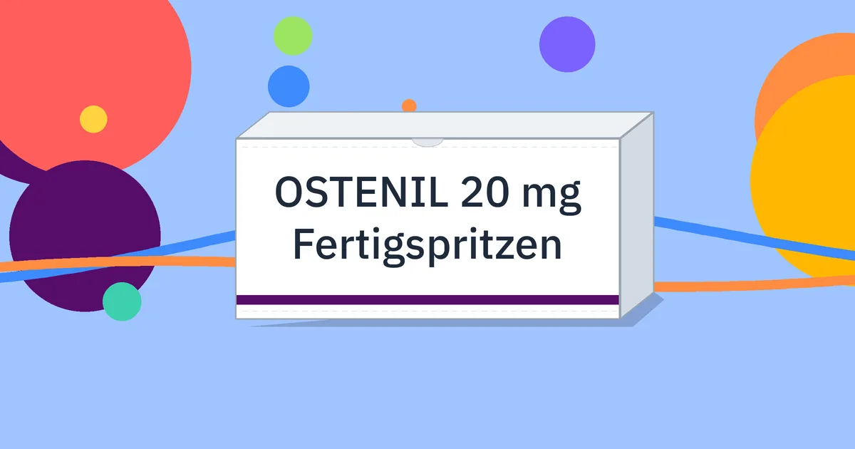 Symbolbild: Packung mit der Aufschrift OSTENIL 20 mg Fertigspritzen (PZN 13902046) – Verfügbarkeit und Bezug in Apotheken in Frankfurt am Main