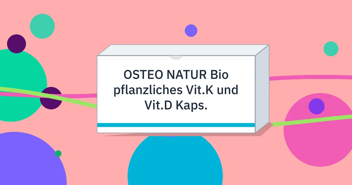 Symbolbild: Packung mit der Aufschrift OSTEO NATUR Bio pflanzliches Vit.K und Vit.D Kaps. (PZN 19298798) – Verfügbarkeit und Bezug in Apotheken in Frankfurt am Main