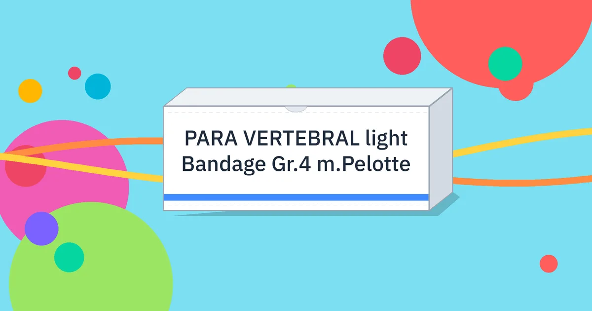 Symbolbild: Packung mit der Aufschrift PARA VERTEBRAL light Bandage Gr.4 m.Pelotte (PZN 06991084) – Verfügbarkeit und Bezug in Apotheken in Frankfurt am Main
