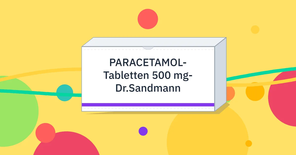 Symbolbild: Packung mit der Aufschrift PARACETAMOL-Tabletten 500 mg-Dr.Sandmann (PZN 14140561) – Verfügbarkeit und Bezug in Apotheken in Frankfurt am Main