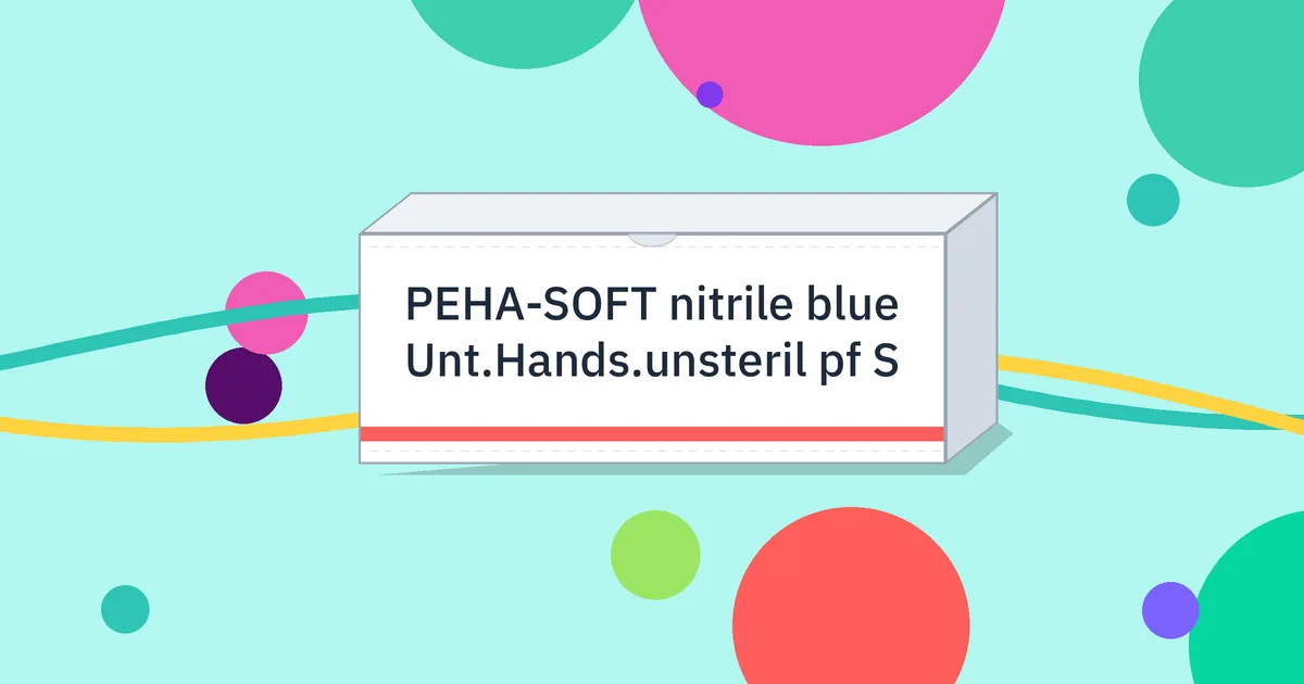Symbolbild: Packung mit der Aufschrift PEHA-SOFT nitrile blue Unt.Hands.unsteril pf S (PZN 18787377) – Verfügbarkeit und Bezug in Apotheken in Frankfurt am Main