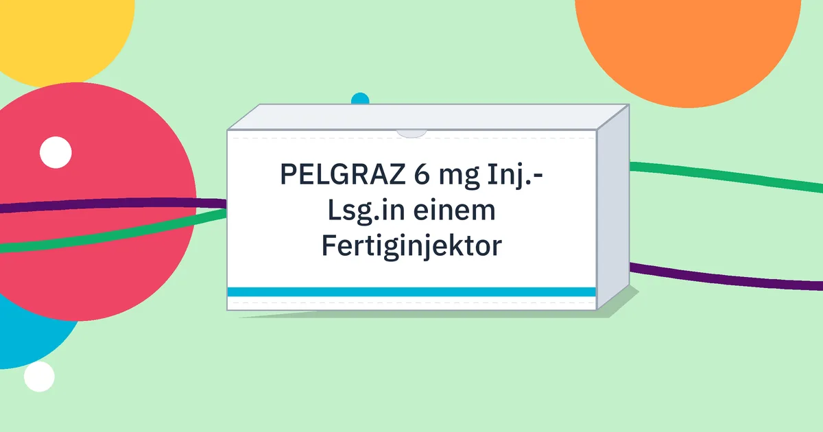 Symbolbild: Packung mit der Aufschrift PELGRAZ 6 mg Inj.-Lsg.in einem Fertiginjektor (PZN 19393019) – Verfügbarkeit und Bezug in Apotheken in Frankfurt am Main