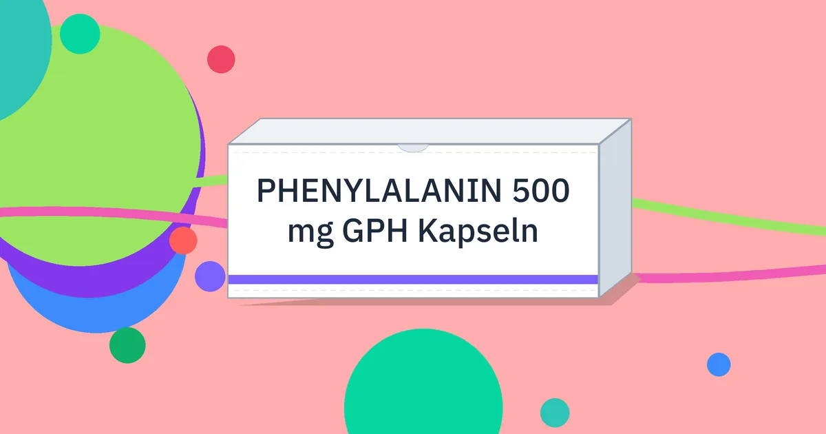 Symbolbild: Packung mit der Aufschrift PHENYLALANIN 500 mg GPH Kapseln (PZN 00128450) – Verfügbarkeit und Bezug in Apotheken in Frankfurt am Main