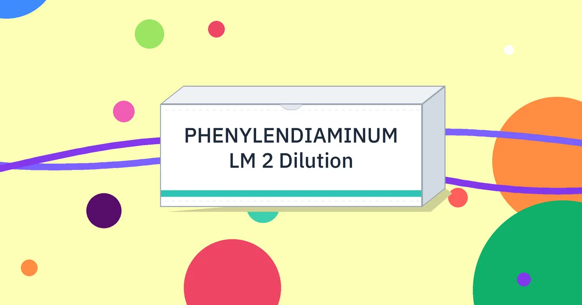 Symbolbild: Packung mit der Aufschrift PHENYLENDIAMINUM LM 2 Dilution (PZN 13638218) – Verfügbarkeit und Bezug in Apotheken in Frankfurt am Main