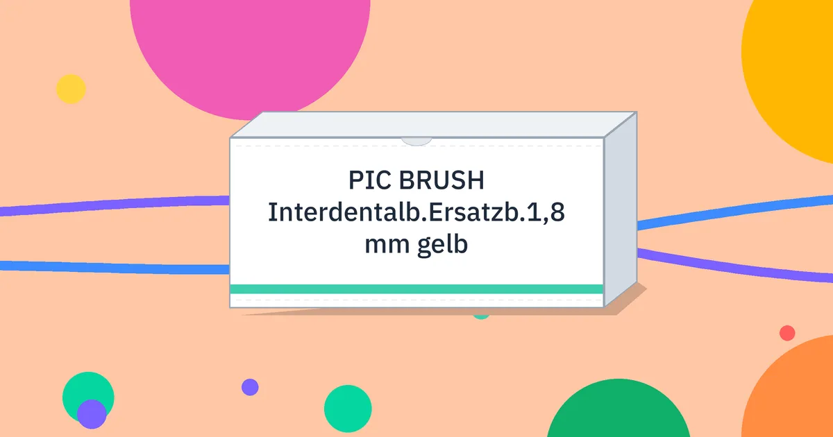 Symbolbild: Packung mit der Aufschrift PIC BRUSH Interdentalb.Ersatzb.1,8 mm gelb (PZN 08698684) – Verfügbarkeit und Bezug in Apotheken in Frankfurt am Main