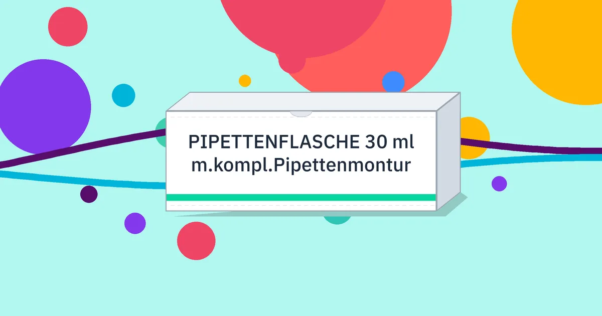 Symbolbild: Packung mit der Aufschrift PIPETTENFLASCHE 30 ml m.kompl.Pipettenmontur (PZN 08743226) – Verfügbarkeit und Bezug in Apotheken in Frankfurt am Main