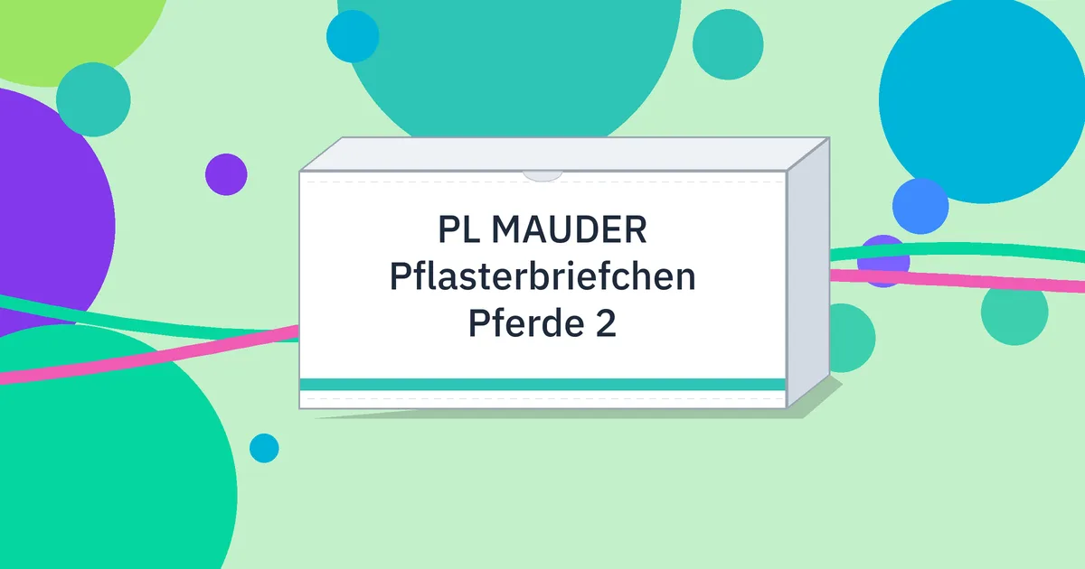 Symbolbild: Packung mit der Aufschrift PL MAUDER Pflasterbriefchen Pferde 2 (PZN 20608643) – Verfügbarkeit und Bezug in Apotheken in Frankfurt am Main