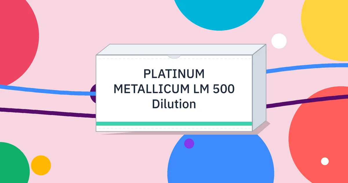 Symbolbild: Packung mit der Aufschrift PLATINUM METALLICUM LM 500 Dilution (PZN 13694286) – Verfügbarkeit und Bezug in Apotheken in Frankfurt am Main