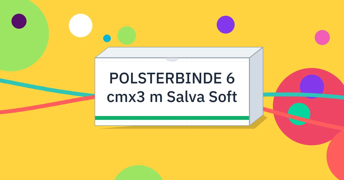 Symbolbild: Packung mit der Aufschrift POLSTERBINDE 6 cmx3 m Salva Soft (PZN 10351410) – Verfügbarkeit und Bezug in Apotheken in Frankfurt am Main