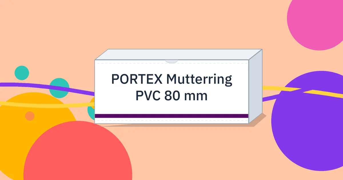 Symbolbild: Packung mit der Aufschrift PORTEX Mutterring PVC 80 mm (PZN 07690077) – Verfügbarkeit und Bezug in Apotheken in Frankfurt am Main