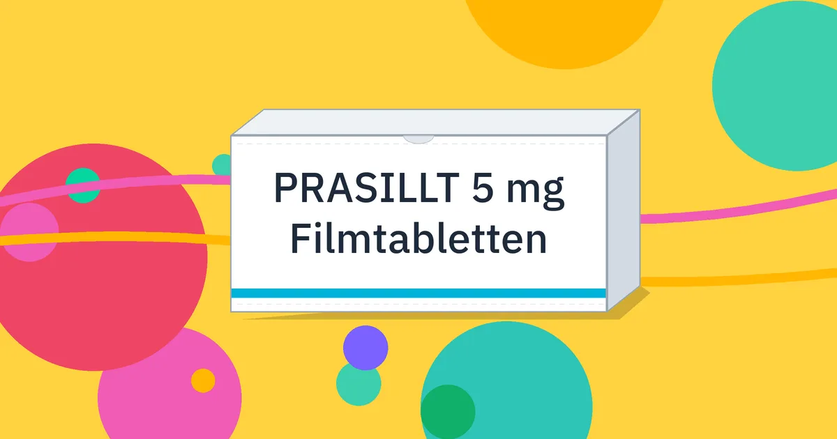 Symbolbild: Packung mit der Aufschrift PRASILLT 5 mg Filmtabletten (PZN 15240098) – Verfügbarkeit und Bezug in Apotheken in Frankfurt am Main