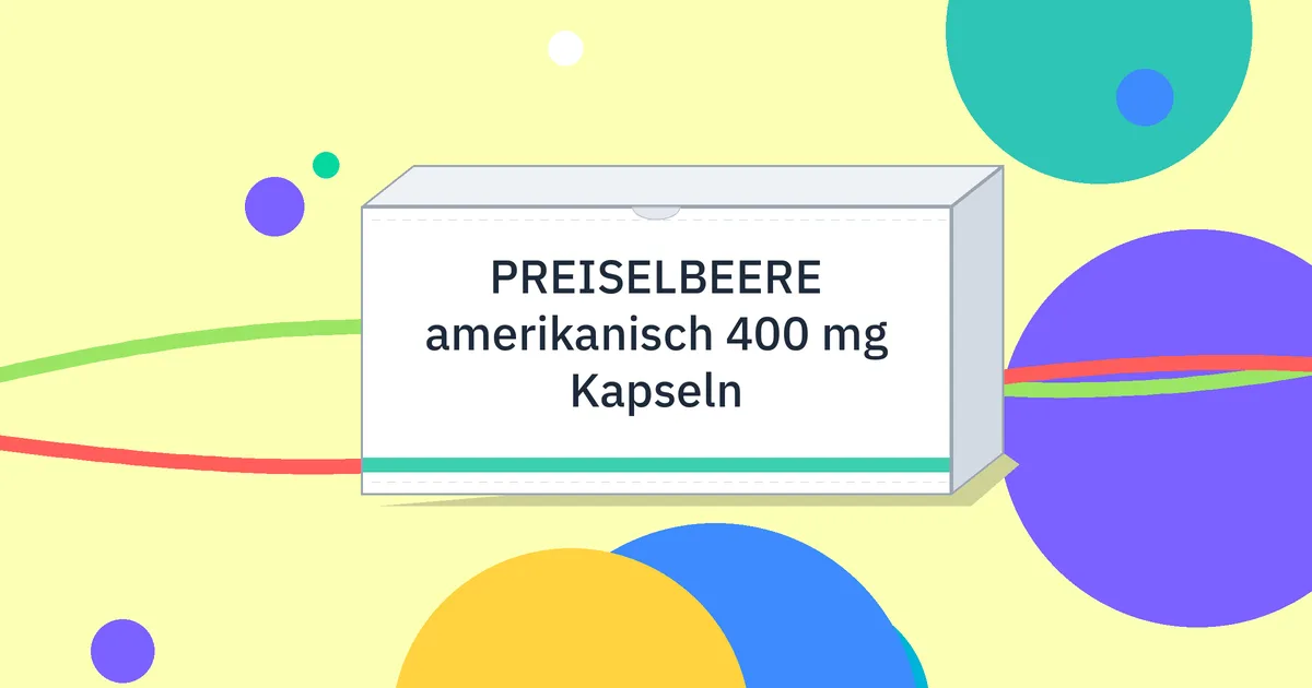 Symbolbild: Packung mit der Aufschrift PREISELBEERE amerikanisch 400 mg Kapseln (PZN 04130389) – Verfügbarkeit und Bezug in Apotheken in Frankfurt am Main