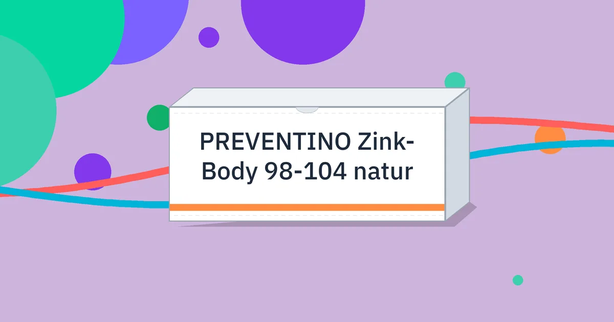Symbolbild: Packung mit der Aufschrift PREVENTINO Zink-Body 98-104 natur (PZN 12447539) – Verfügbarkeit und Bezug in Apotheken in Frankfurt am Main