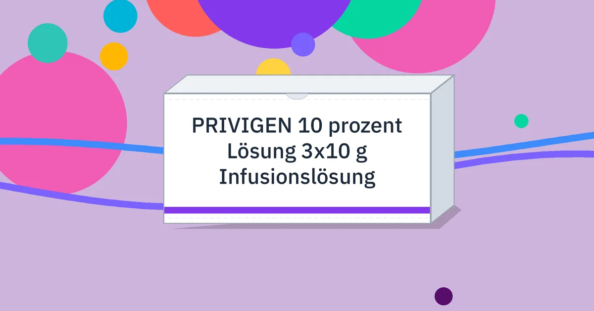 Symbolbild: Packung mit der Aufschrift PRIVIGEN 10 prozent Lösung 3x10 g Infusionslösung (PZN 14270387) – Verfügbarkeit und Bezug in Apotheken in Frankfurt am Main