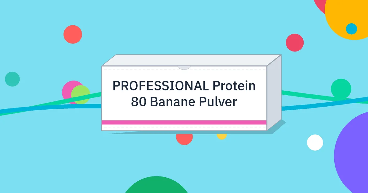 Symbolbild: Packung mit der Aufschrift PROFESSIONAL Protein 80 Banane Pulver (PZN 07304499) – Verfügbarkeit und Bezug in Apotheken in Frankfurt am Main