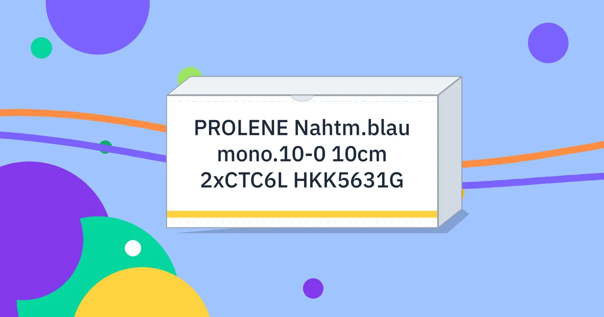 Symbolbild: Packung mit der Aufschrift PROLENE Nahtm.blau mono.10-0 10cm 2xCTC6L HKK5631G (PZN 20852774) – Verfügbarkeit und Bezug in Apotheken in Frankfurt am Main