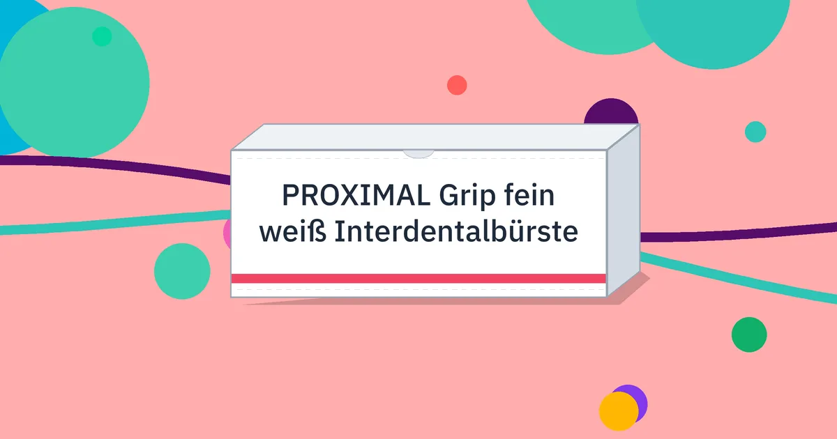 Symbolbild: Packung mit der Aufschrift PROXIMAL Grip fein weiß Interdentalbürste (PZN 00195363) – Verfügbarkeit und Bezug in Apotheken in Frankfurt am Main