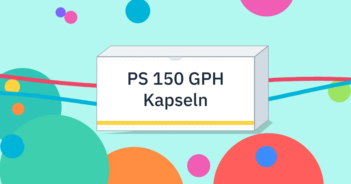 Symbolbild: Packung mit der Aufschrift PS 150 GPH Kapseln (PZN 09323532) – Verfügbarkeit und Bezug in Apotheken in Frankfurt am Main