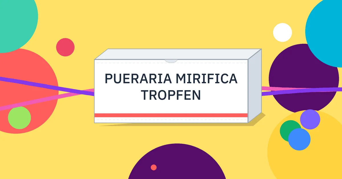 Symbolbild: Packung mit der Aufschrift PUERARIA MIRIFICA TROPFEN (PZN 15228476) – Verfügbarkeit und Bezug in Apotheken in Frankfurt am Main