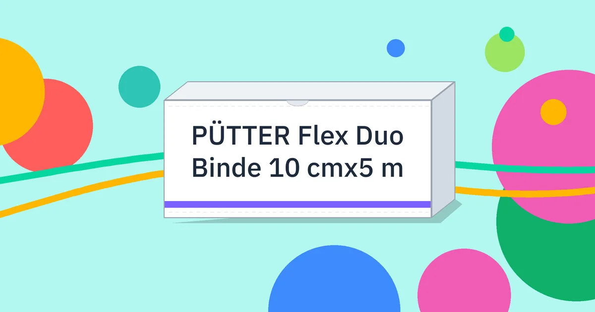 Symbolbild: Packung mit der Aufschrift PÜTTER Flex Duo Binde 10 cmx5 m (PZN 16815589) – Verfügbarkeit und Bezug in Apotheken in Frankfurt am Main