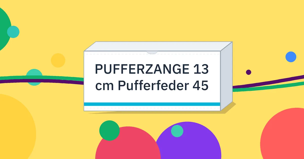Symbolbild: Packung mit der Aufschrift PUFFERZANGE 13 cm Pufferfeder 45 (PZN 19283489) – Verfügbarkeit und Bezug in Apotheken in Frankfurt am Main