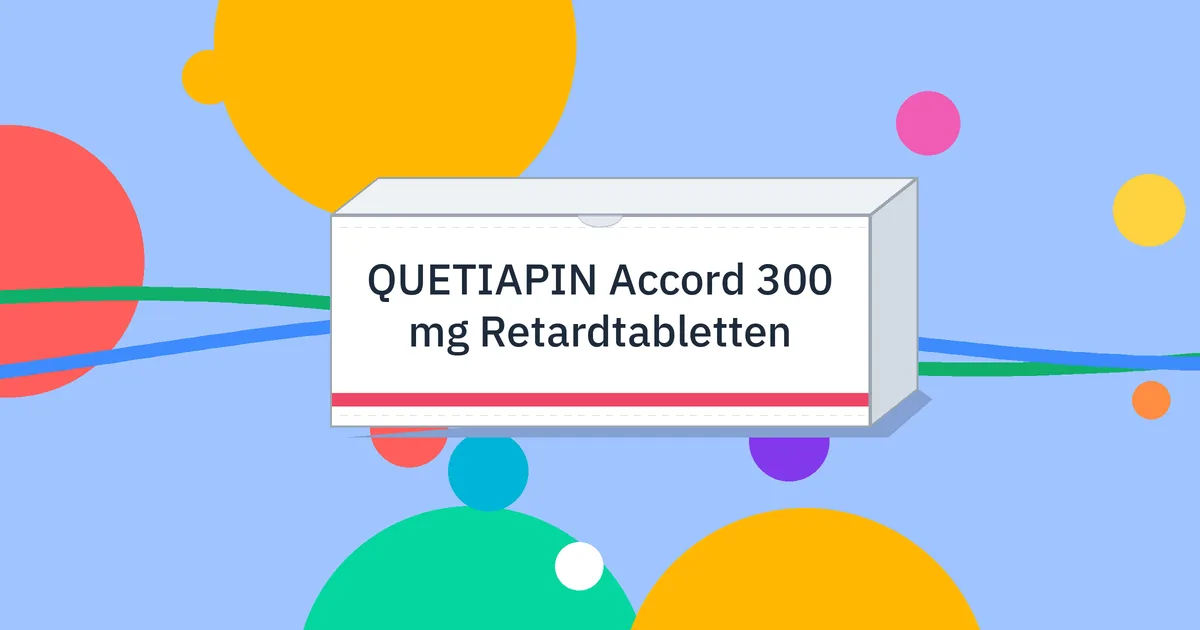 Symbolbild: Packung mit der Aufschrift QUETIAPIN Accord 300 mg Retardtabletten (PZN 15379086) – Verfügbarkeit und Bezug in Apotheken in Frankfurt am Main