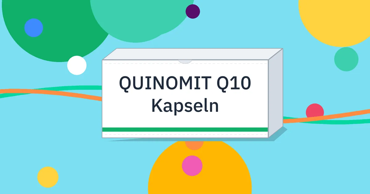 Symbolbild: Packung mit der Aufschrift QUINOMIT Q10 Kapseln (PZN 03326541) – Verfügbarkeit und Bezug in Apotheken in Frankfurt am Main