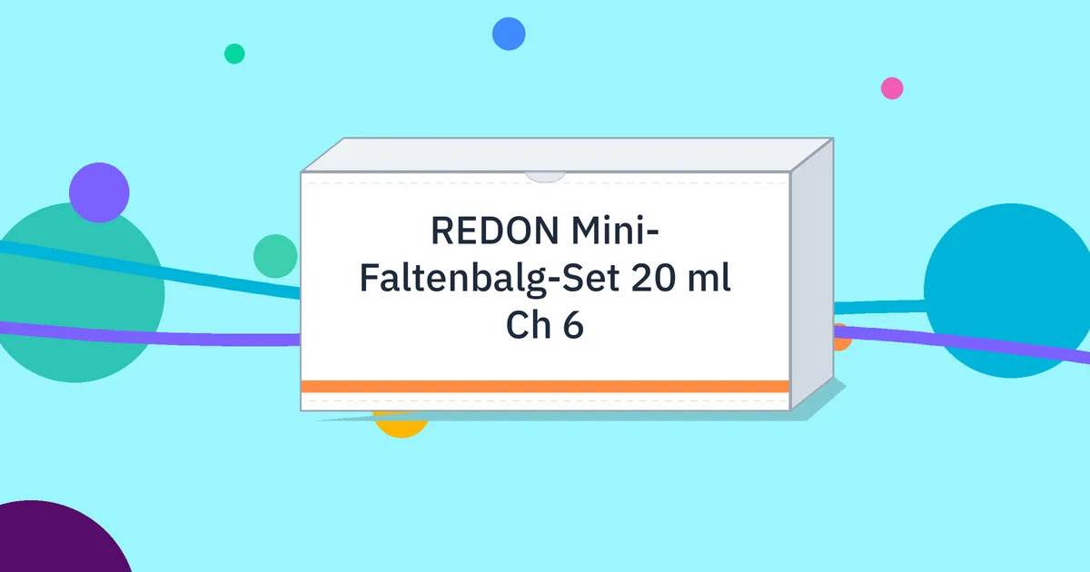 Symbolbild: Packung mit der Aufschrift REDON Mini-Faltenbalg-Set 20 ml Ch 6 (PZN 11313972) – Verfügbarkeit und Bezug in Apotheken in Frankfurt am Main