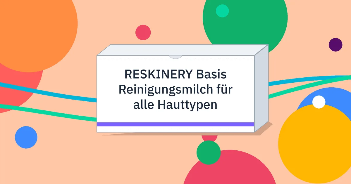 Symbolbild: Packung mit der Aufschrift RESKINERY Basis Reinigungsmilch für alle Hauttypen (PZN 20098952) – Verfügbarkeit und Bezug in Apotheken in Frankfurt am Main