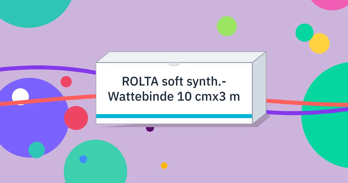Symbolbild: Packung mit der Aufschrift ROLTA soft synth.-Wattebinde 10 cmx3 m (PZN 18734323) – Verfügbarkeit und Bezug in Apotheken in Frankfurt am Main