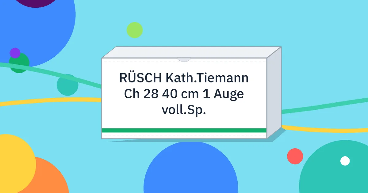 Symbolbild: Packung mit der Aufschrift RÜSCH Kath.Tiemann Ch 28 40 cm 1 Auge voll.Sp. (PZN 11523675) – Verfügbarkeit und Bezug in Apotheken in Frankfurt am Main