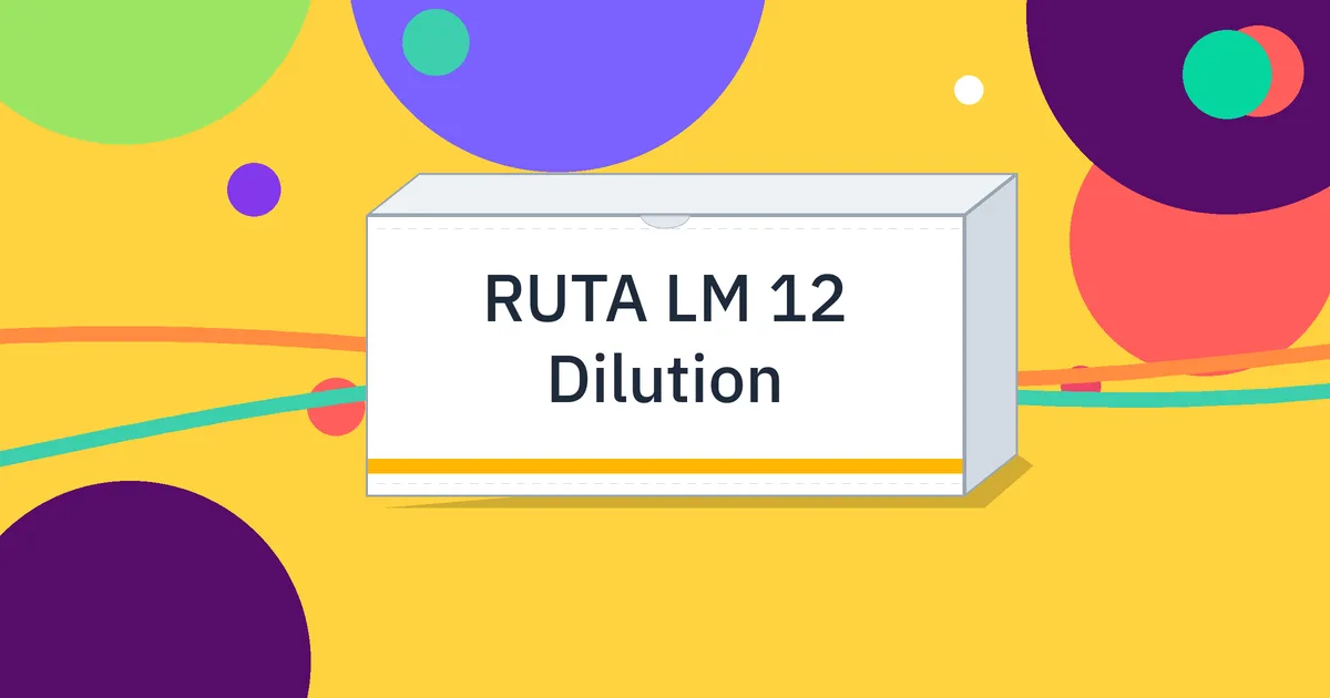 Symbolbild: Packung mit der Aufschrift RUTA LM 12 Dilution (PZN 02603599) – Verfügbarkeit und Bezug in Apotheken in Frankfurt am Main