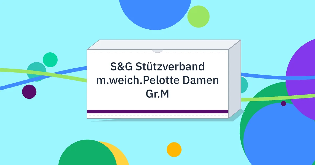 Symbolbild: Packung mit der Aufschrift S&G Stützverband m.weich.Pelotte Damen Gr.M (PZN 05044686) – Verfügbarkeit und Bezug in Apotheken in Frankfurt am Main