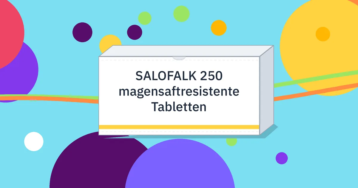 Symbolbild: Packung mit der Aufschrift SALOFALK 250 magensaftresistente Tabletten (PZN 00201721) – Verfügbarkeit und Bezug in Apotheken in Frankfurt am Main