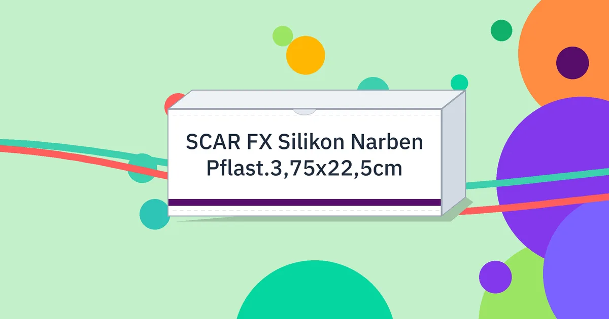 Symbolbild: Packung mit der Aufschrift SCAR FX Silikon Narben Pflast.3,75x22,5cm (PZN 02954850) – Verfügbarkeit und Bezug in Apotheken in Frankfurt am Main