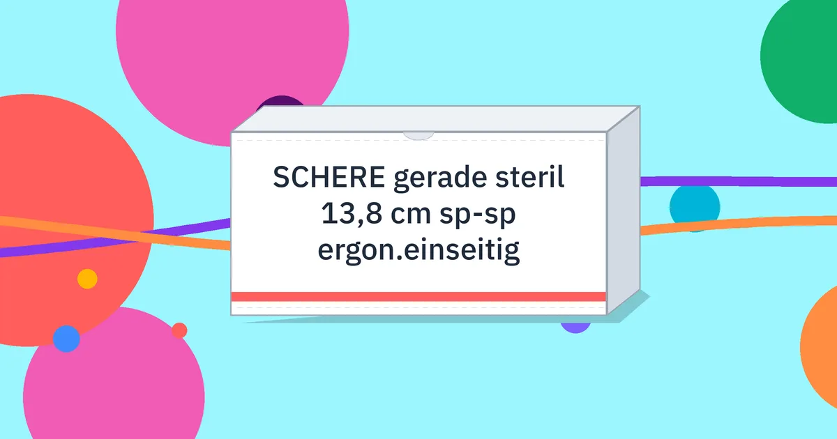 Symbolbild: Packung mit der Aufschrift SCHERE gerade steril 13,8 cm sp-sp ergon.einseitig (PZN 09391545) – Verfügbarkeit und Bezug in Apotheken in Frankfurt am Main