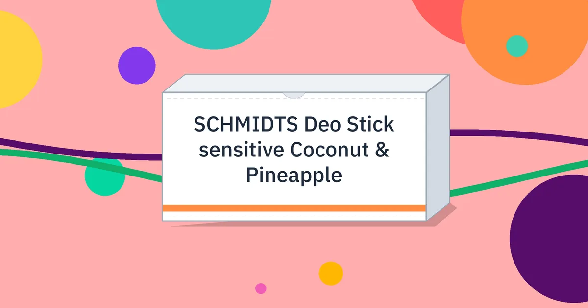 Symbolbild: Packung mit der Aufschrift SCHMIDTS Deo Stick sensitive Coconut & Pineapple (PZN 16022943) – Verfügbarkeit und Bezug in Apotheken in Frankfurt am Main