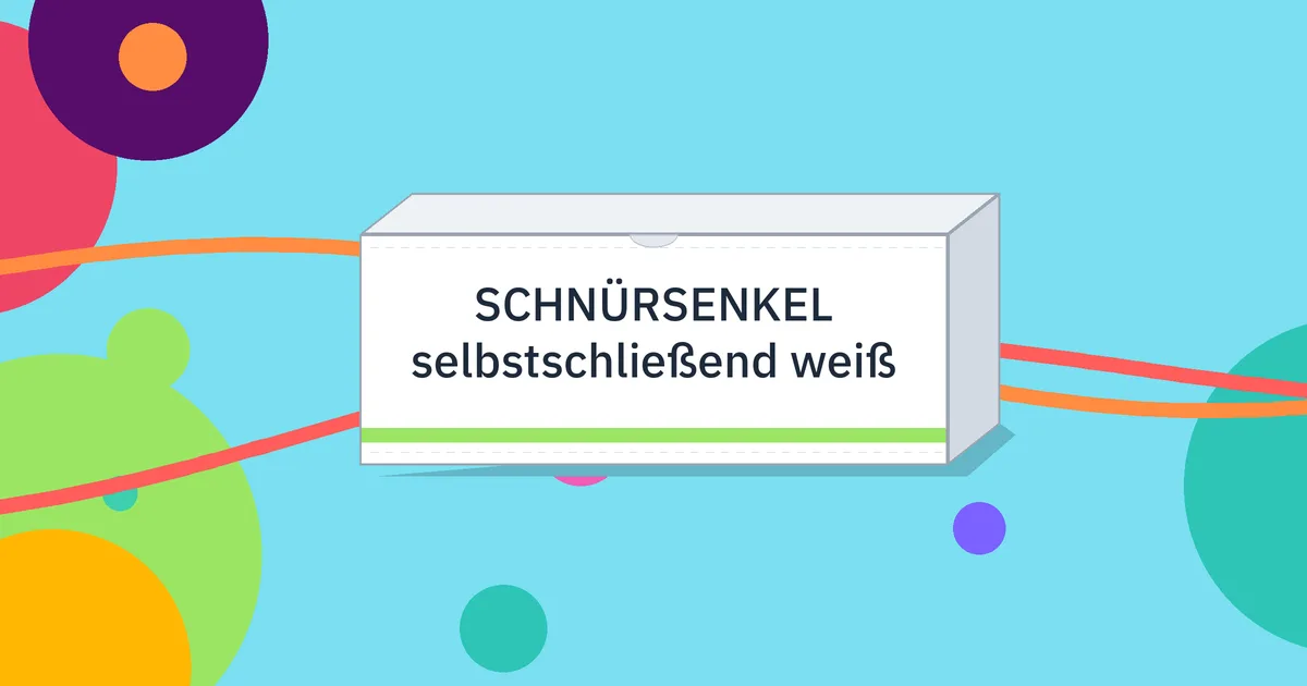 Symbolbild: Packung mit der Aufschrift SCHNÜRSENKEL selbstschließend weiß (PZN 07497943) – Verfügbarkeit und Bezug in Apotheken in Frankfurt am Main