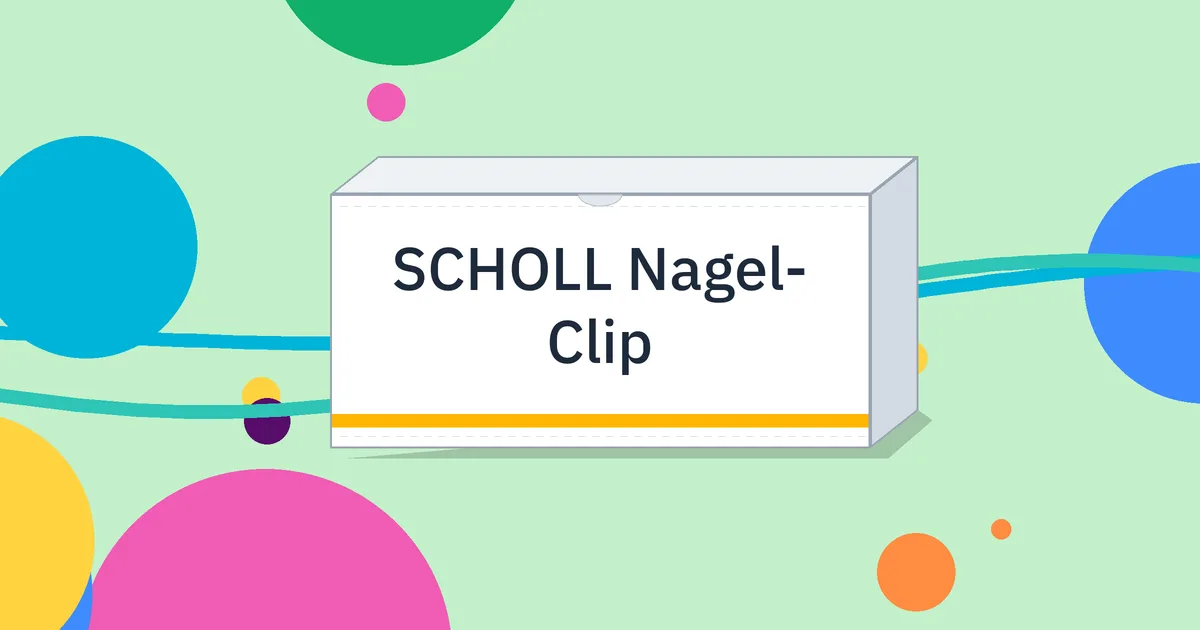 Symbolbild: Packung mit der Aufschrift SCHOLL Nagel-Clip (PZN 18296797) – Verfügbarkeit und Bezug in Apotheken in Frankfurt am Main