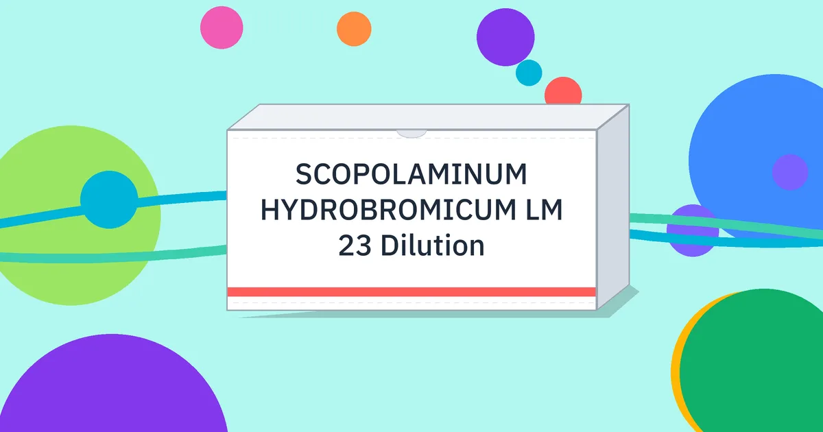 Symbolbild: Packung mit der Aufschrift SCOPOLAMINUM HYDROBROMICUM LM 23 Dilution (PZN 13691359) – Verfügbarkeit und Bezug in Apotheken in Frankfurt am Main