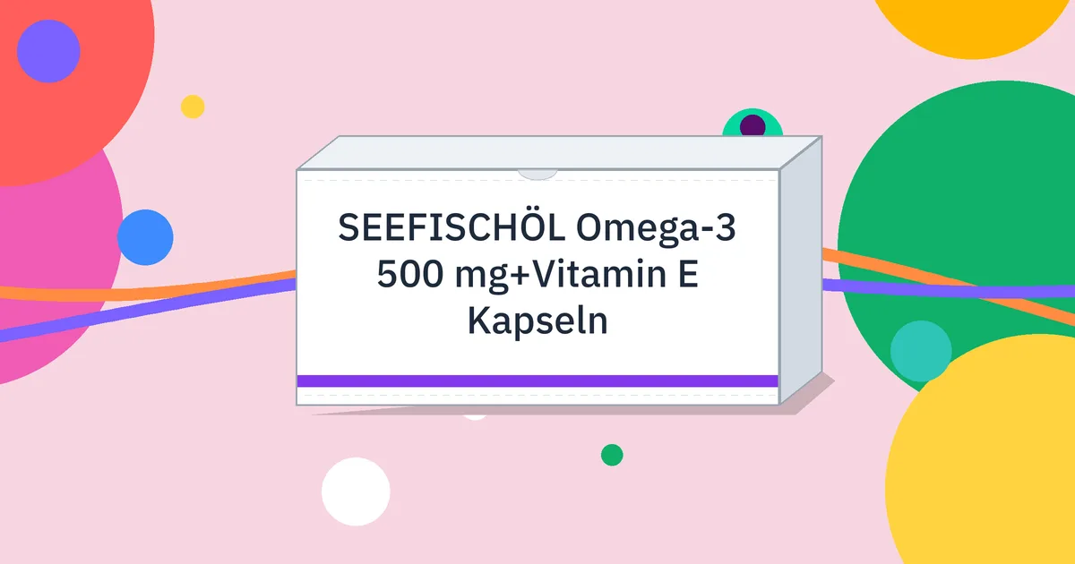 Symbolbild: Packung mit der Aufschrift SEEFISCHÖL Omega-3 500 mg+Vitamin E Kapseln (PZN 15569220) – Verfügbarkeit und Bezug in Apotheken in Frankfurt am Main