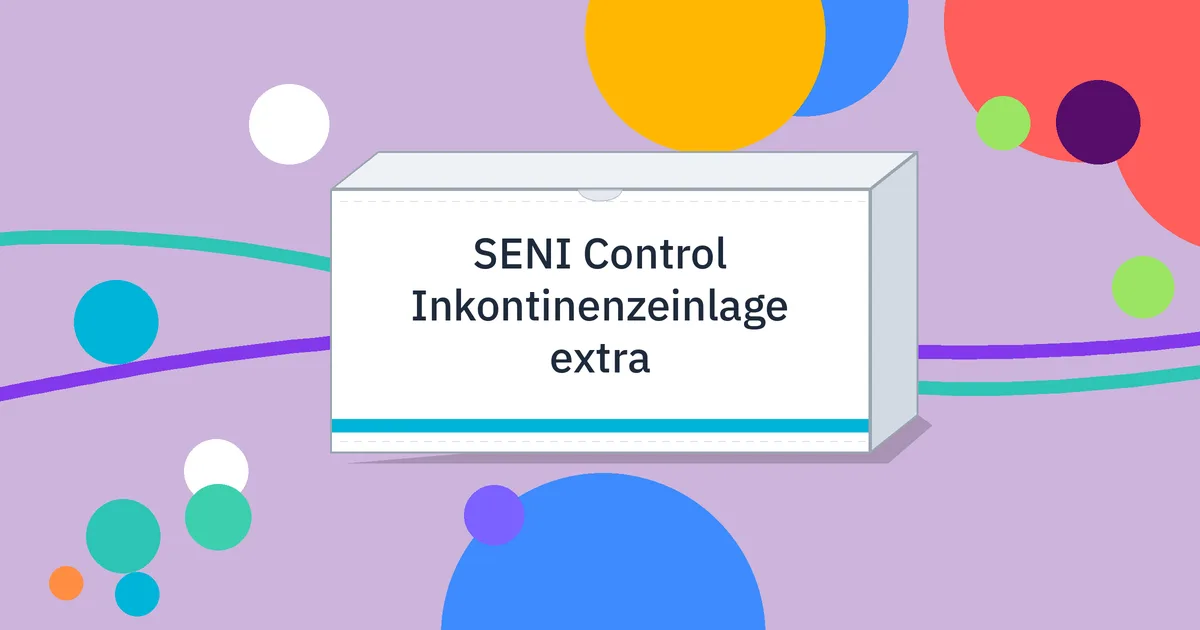Symbolbild: Packung mit der Aufschrift SENI Control Inkontinenzeinlage extra (PZN 11509994) – Verfügbarkeit und Bezug in Apotheken in Frankfurt am Main