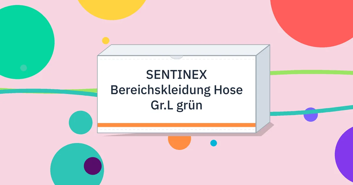 Symbolbild: Packung mit der Aufschrift SENTINEX Bereichskleidung Hose Gr.L grün (PZN 09285582) – Verfügbarkeit und Bezug in Apotheken in Frankfurt am Main