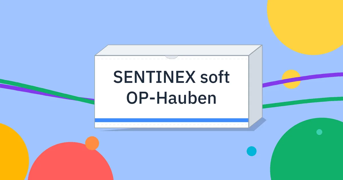 Symbolbild: Packung mit der Aufschrift SENTINEX soft OP-Hauben (PZN 04216197) – Verfügbarkeit und Bezug in Apotheken in Frankfurt am Main