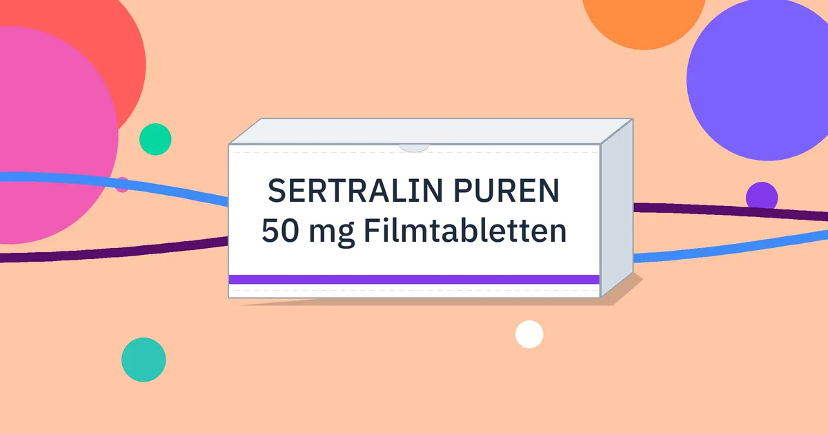 Symbolbild: Packung mit der Aufschrift SERTRALIN PUREN 50 mg Filmtabletten (PZN 13725791) – Verfügbarkeit und Bezug in Apotheken in Frankfurt am Main