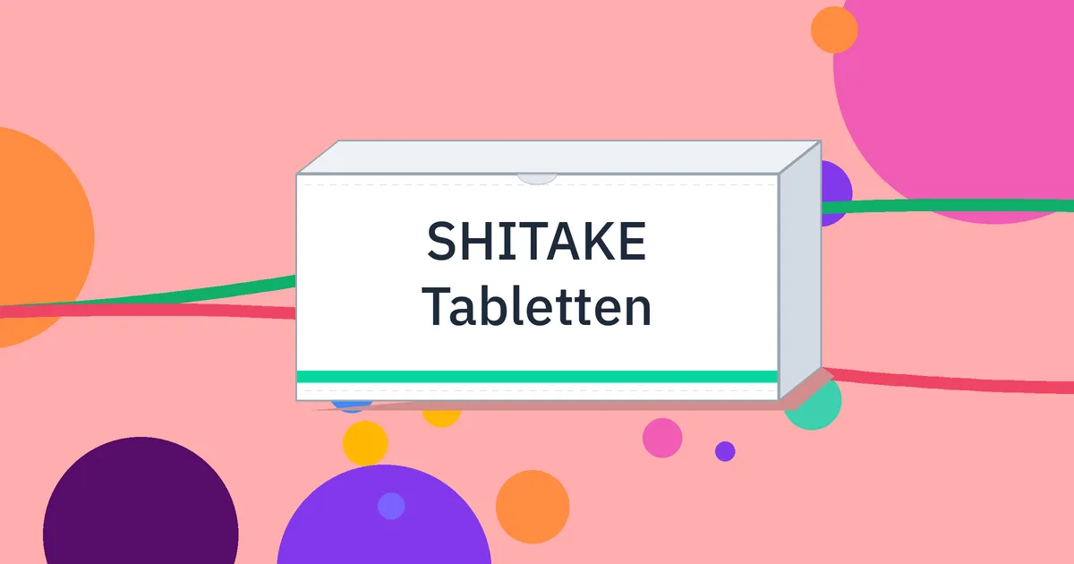 Symbolbild: Packung mit der Aufschrift SHITAKE Tabletten (PZN 02237901) – Verfügbarkeit und Bezug in Apotheken in Frankfurt am Main