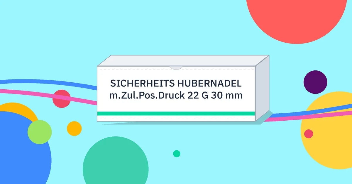 Symbolbild: Packung mit der Aufschrift SICHERHEITS HUBERNADEL m.Zul.Pos.Druck 22 G 30 mm (PZN 14322612) – Verfügbarkeit und Bezug in Apotheken in Frankfurt am Main