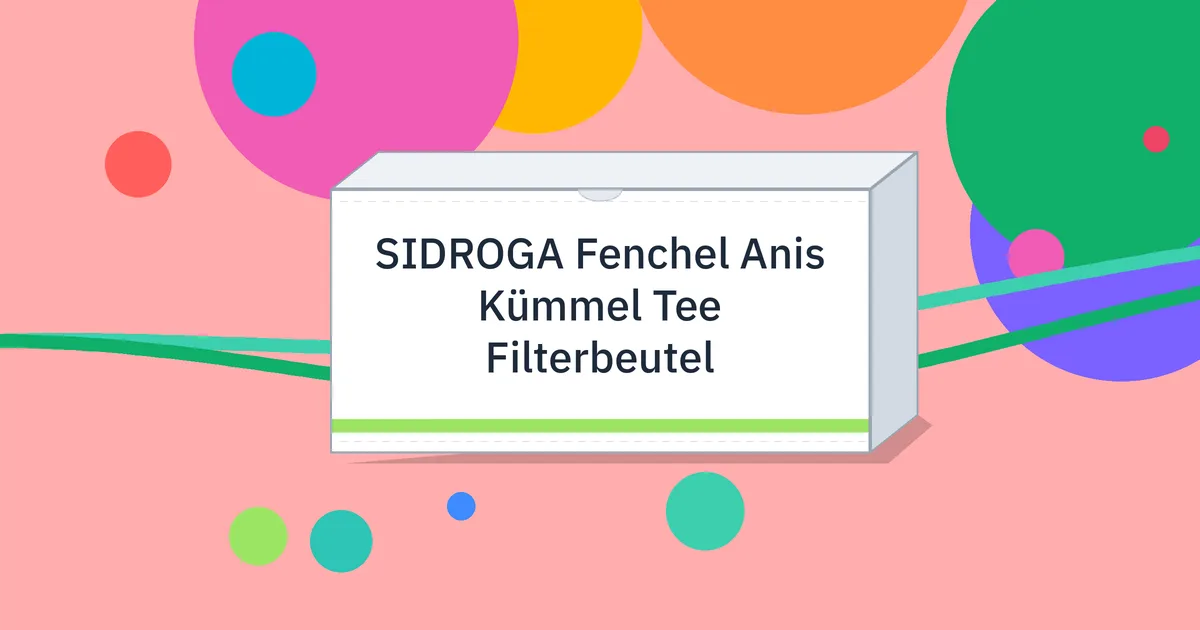 Symbolbild: Packung mit der Aufschrift SIDROGA Fenchel Anis Kümmel Tee Filterbeutel (PZN 03374876) – Verfügbarkeit und Bezug in Apotheken in Frankfurt am Main