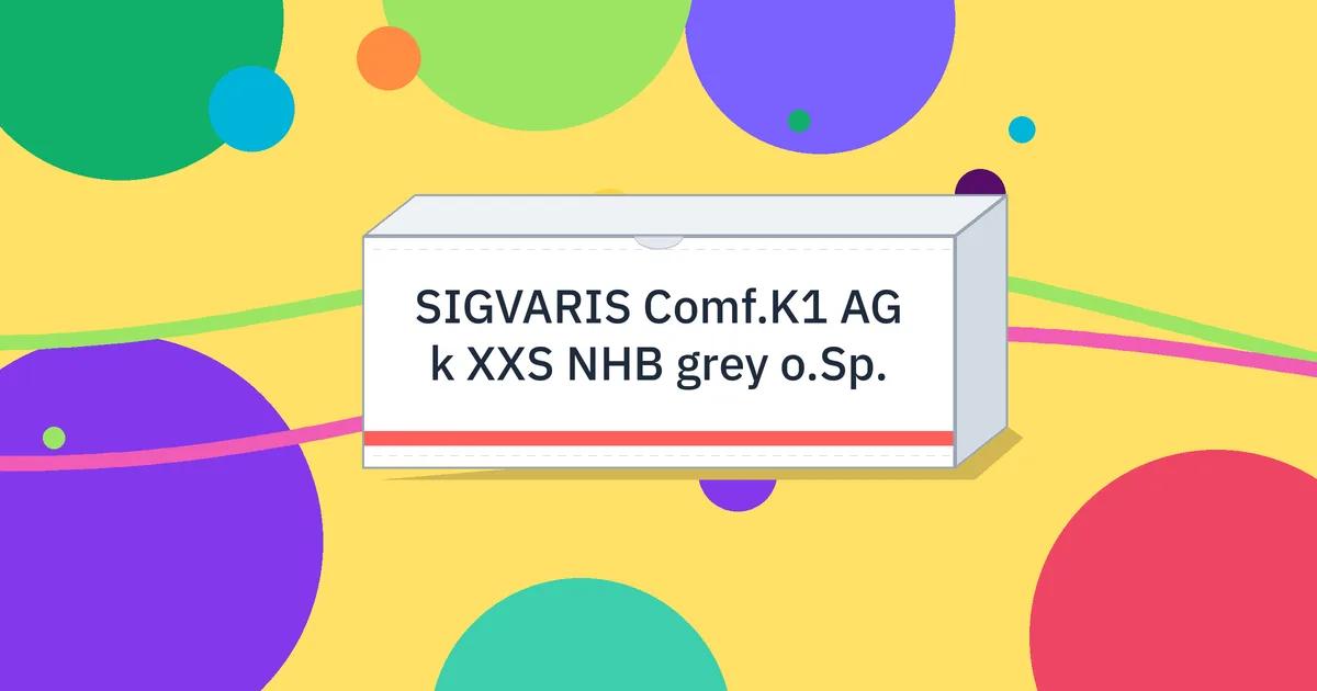 Symbolbild: Packung mit der Aufschrift SIGVARIS Comf.K1 AG k XXS NHB grey o.Sp. (PZN 17095950) – Verfügbarkeit und Bezug in Apotheken in Frankfurt am Main